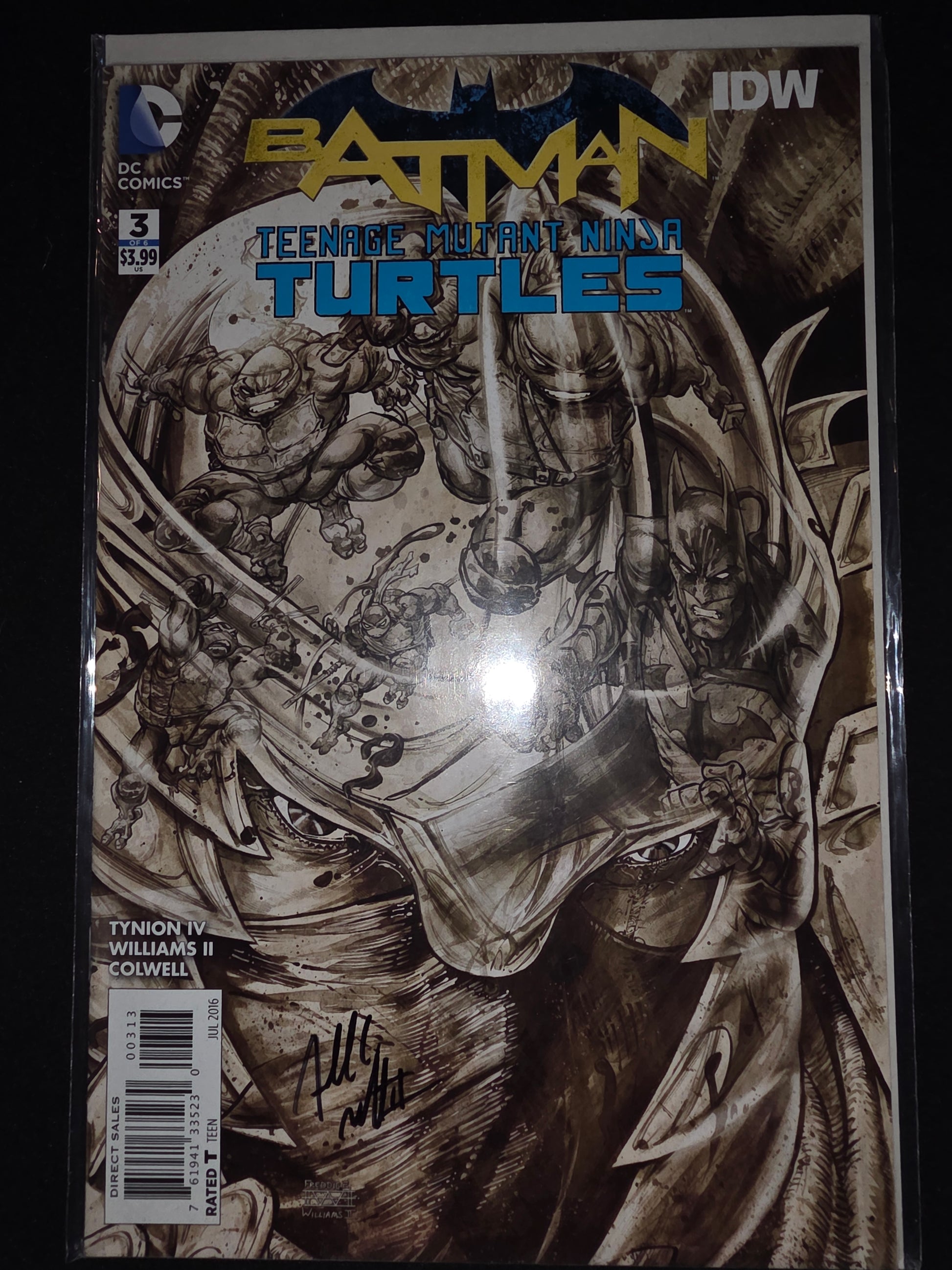 Batman Teenage Mutant Ninja Turtles #3 Sketch 3rd Print signed by Fred ...